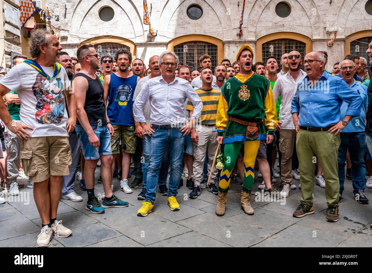 The Bruco Contrada Arrive In The Piazza Del Campo With Their Lucky ...