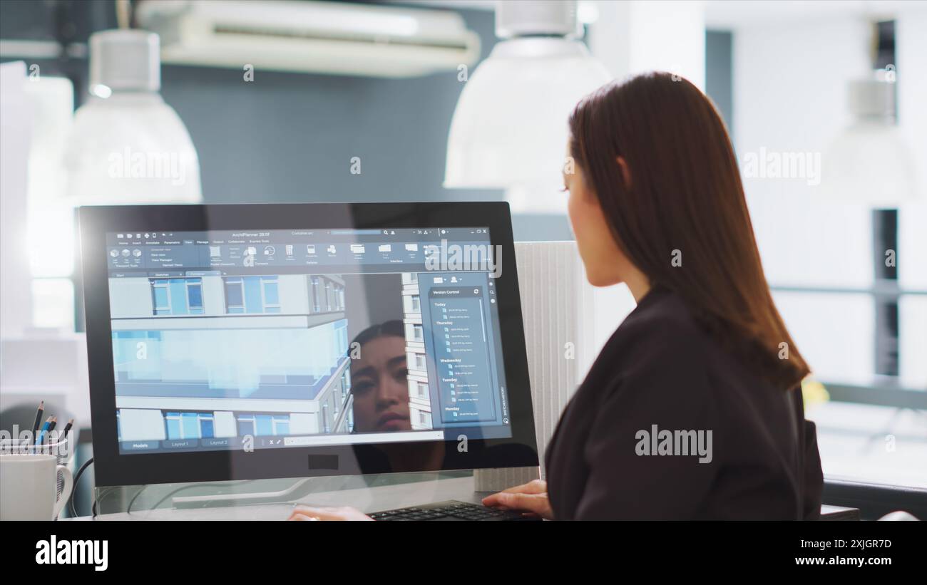 Creative developer designing building models on 3d software, working on ...