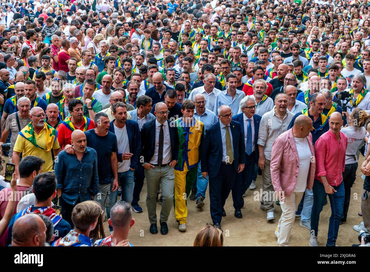 The Bruco Contrada and Jockey Leave The Piazza Del Campo After A Trial ...