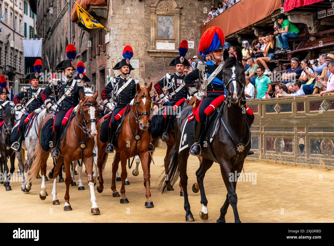 A Squad of Mounted Carabinieri Police Officers Puts On A Display In The ...