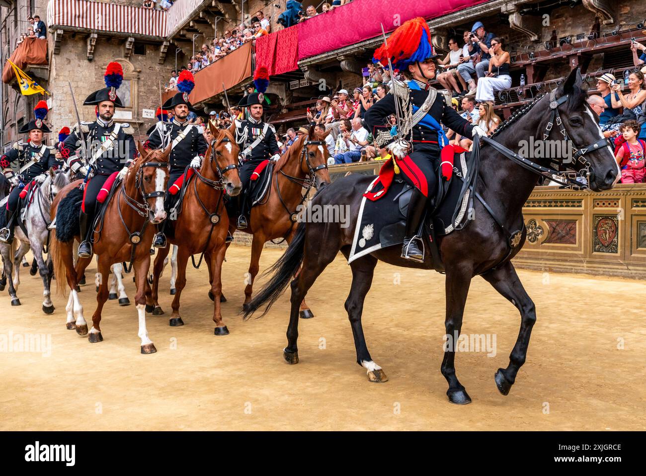 A Squad of Mounted Carabinieri Police Officers Puts On A Display In The ...