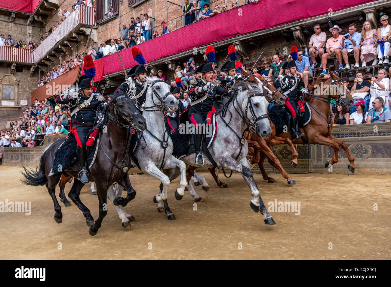 A Squad of Mounted Carabinieri Police Officers Puts On A Display In The ...