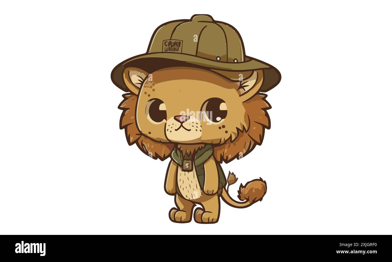 Lion Wearing a Hat Vector Illustration Stock Vector Image & Art - Alamy