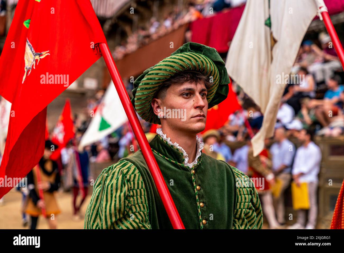 Sienese People In Medieval Costume Take Part In A Two Hour Historical ...