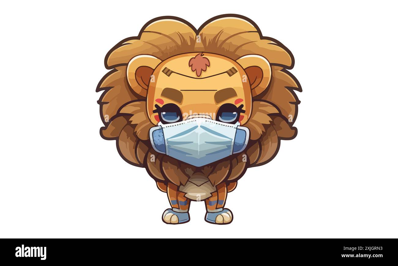 Lion Wearing a Face Mask Vector Stock Vector Image & Art - Alamy