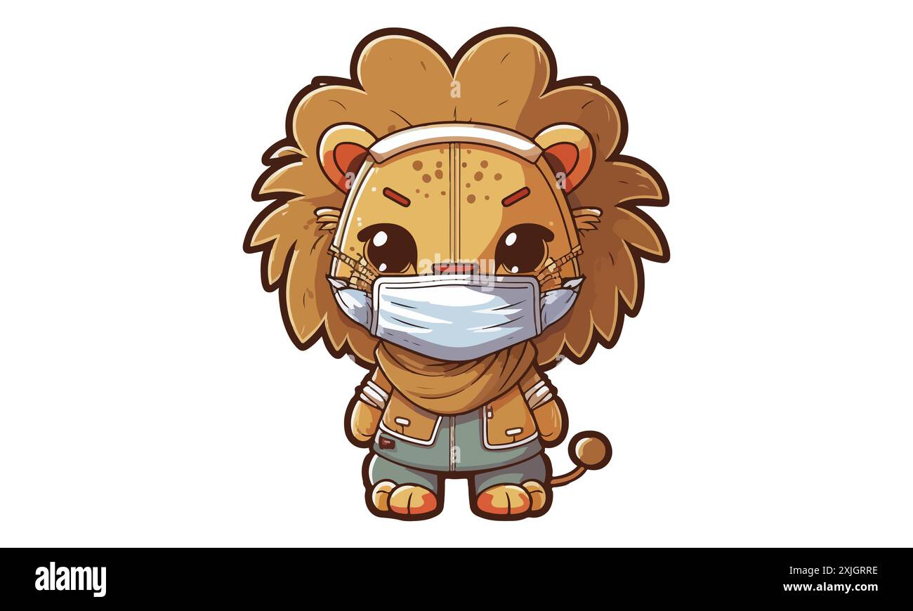 Lion Wearing a Face Mask Vector Stock Vector Image & Art - Alamy