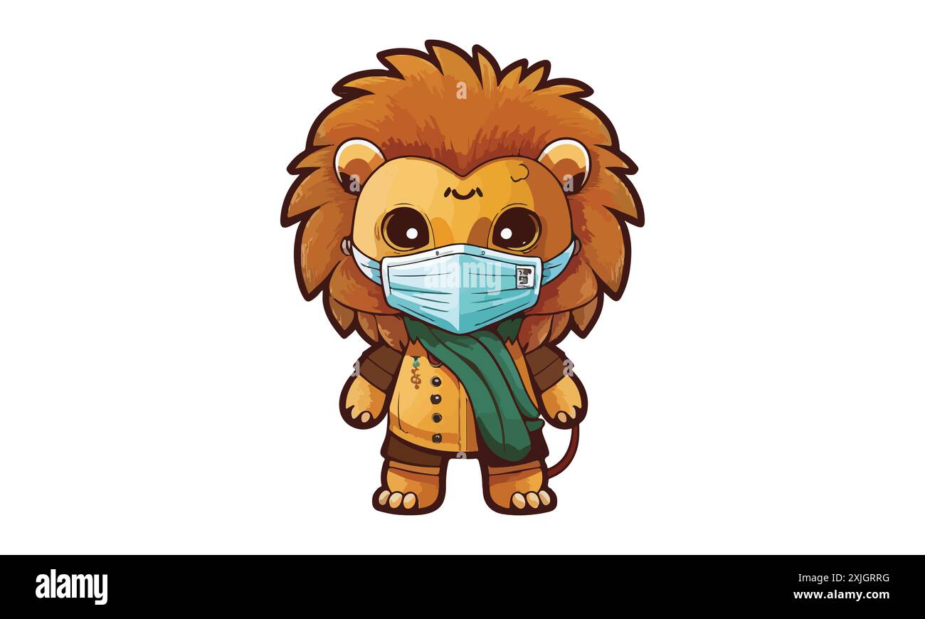 Lion Wearing a Face Mask Vector Stock Vector Image & Art - Alamy