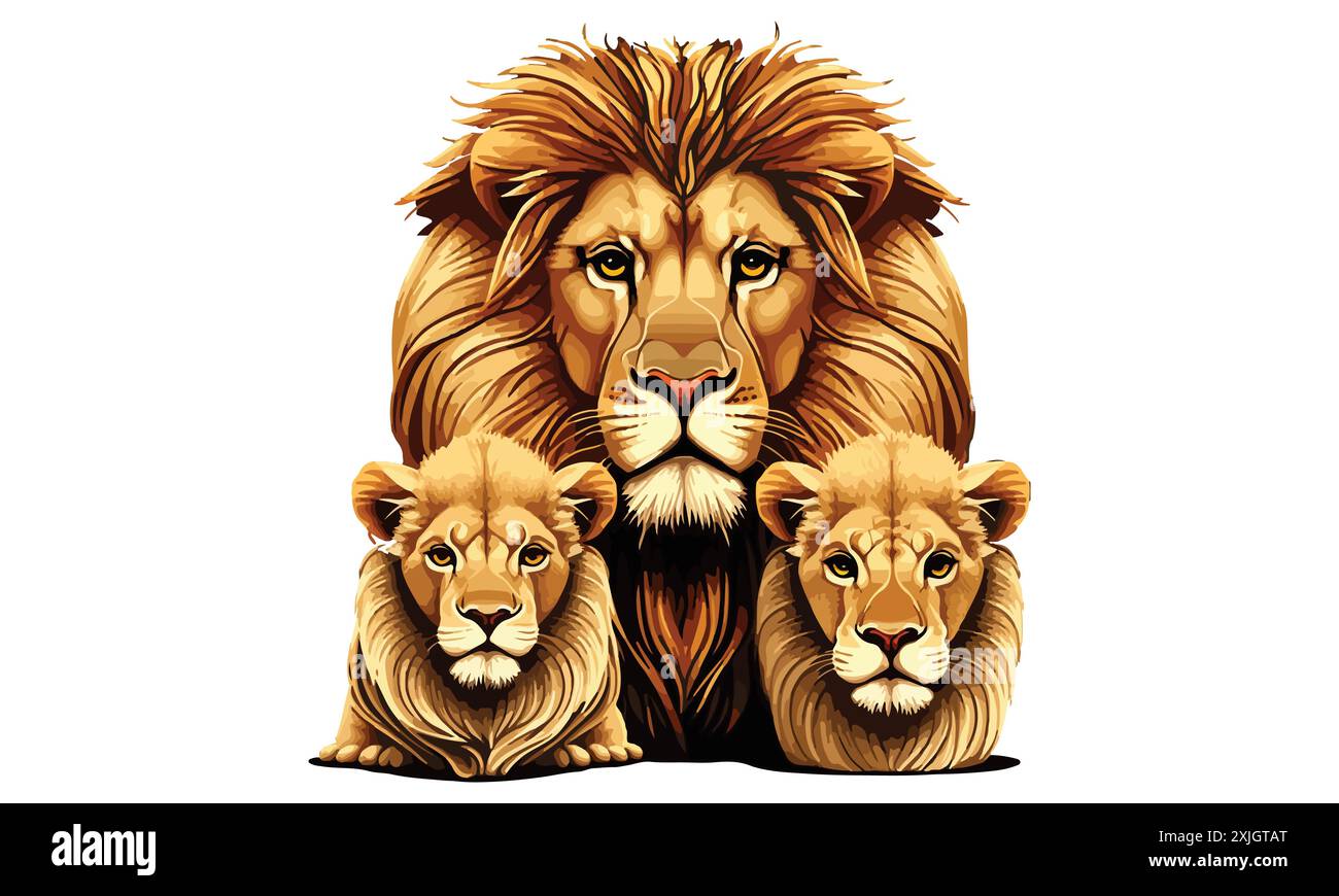 Family Lions Vector Illustration Stock Vector Image & Art - Alamy
