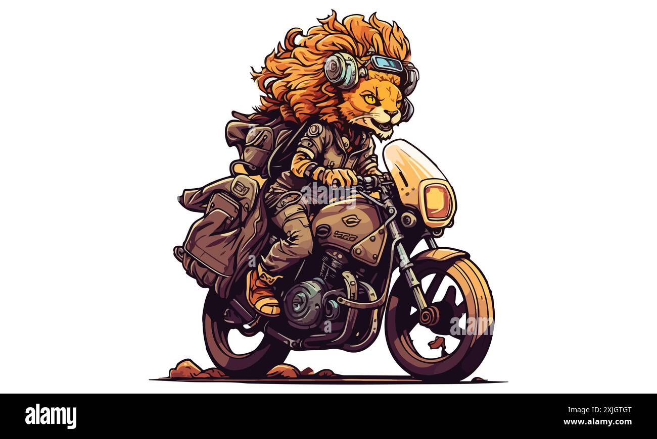 Lion Riding a Motorcycle Vector Illustration Stock Vector Image & Art ...