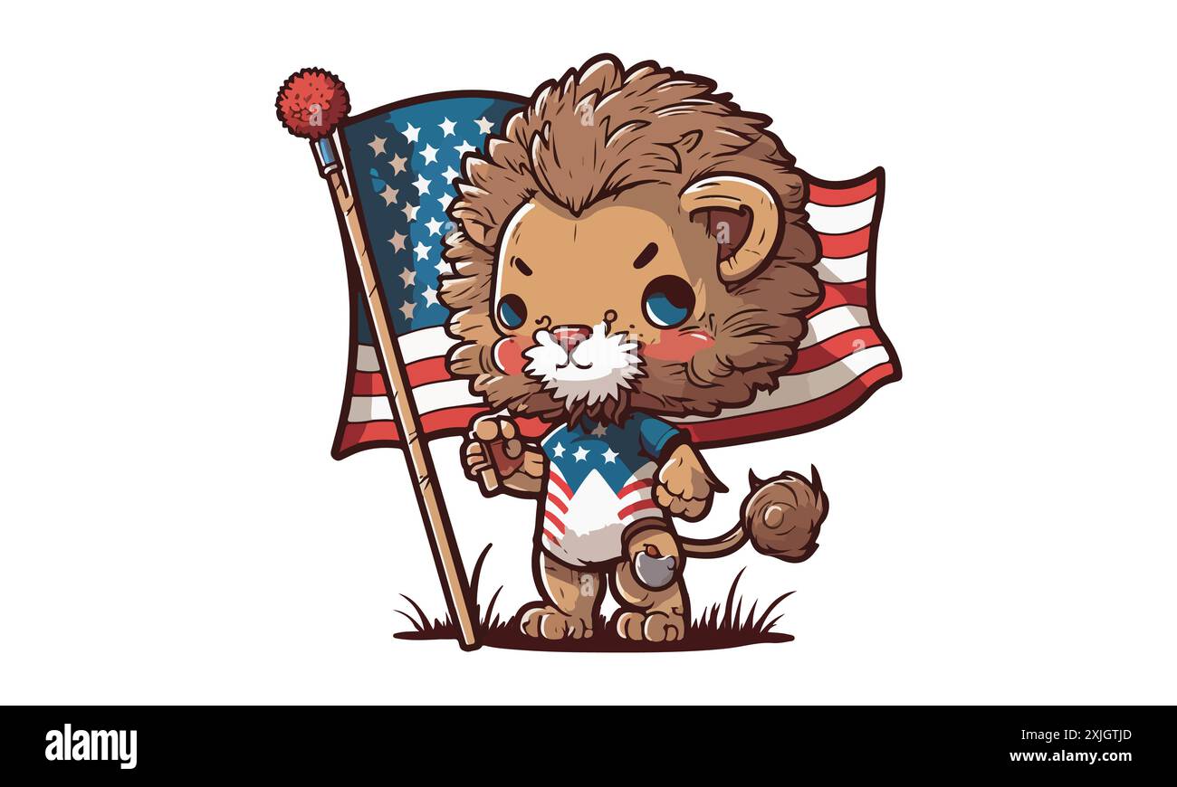 Lion Holding an American Flag Vector Stock Vector Image & Art - Alamy