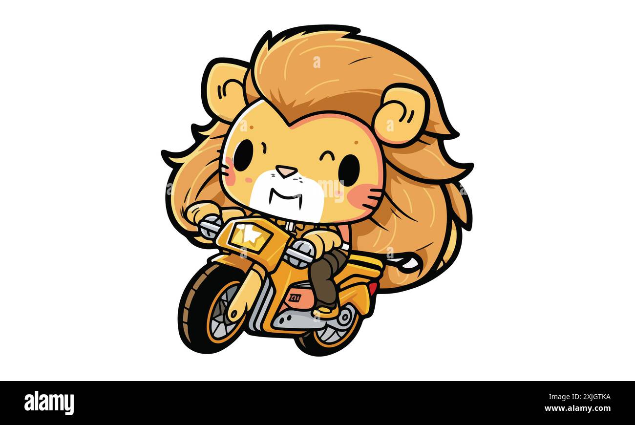 Lion Riding a Motorcycle Vector Illustration Stock Vector Image & Art ...