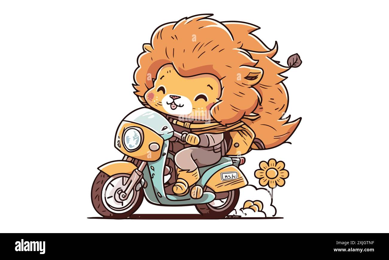 Lion Riding a Motorcycle Vector Illustration Stock Vector Image & Art ...