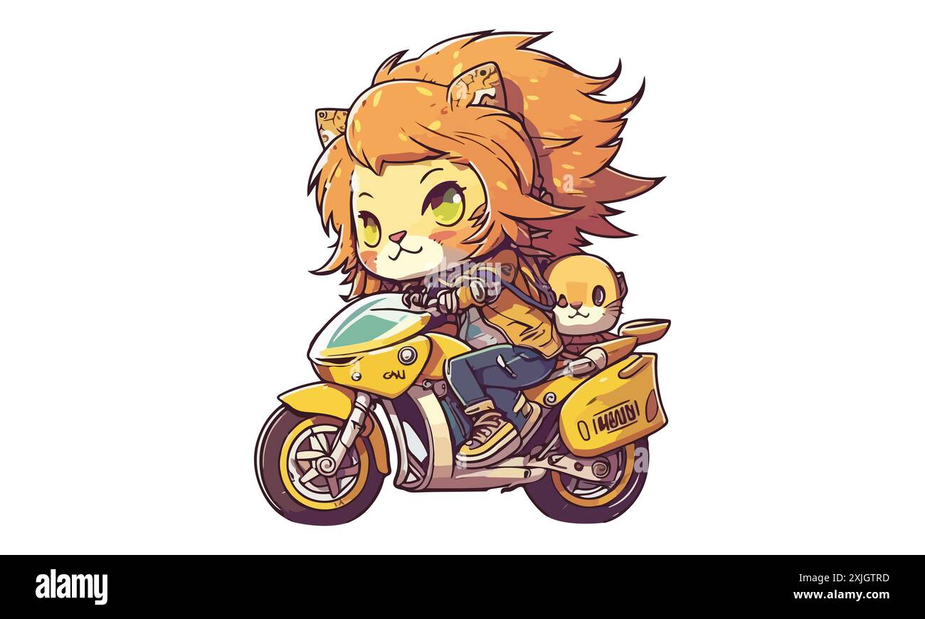 Lion Riding a Motorcycle Vector Illustration Stock Vector Image & Art ...