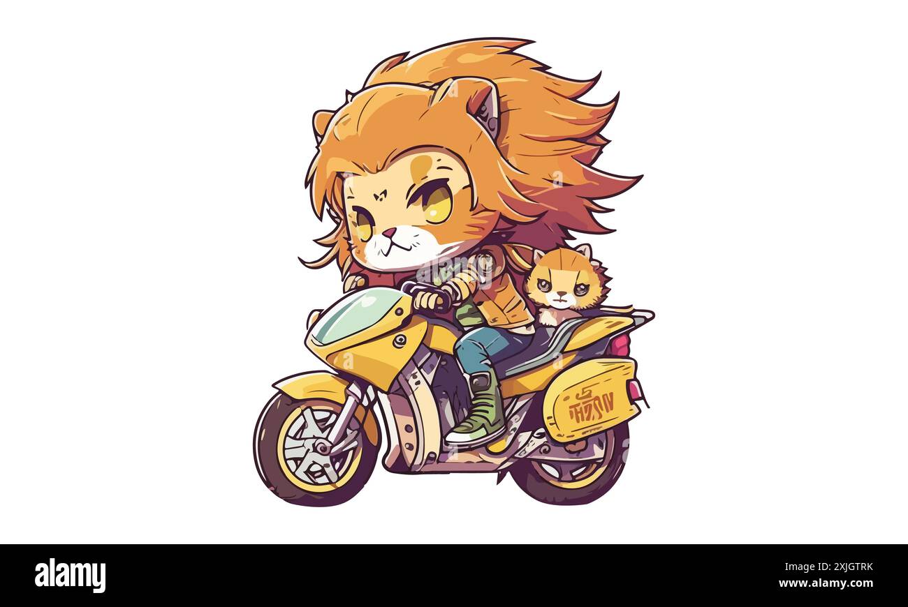 Lion Riding a Motorcycle Vector Illustration Stock Vector Image & Art ...