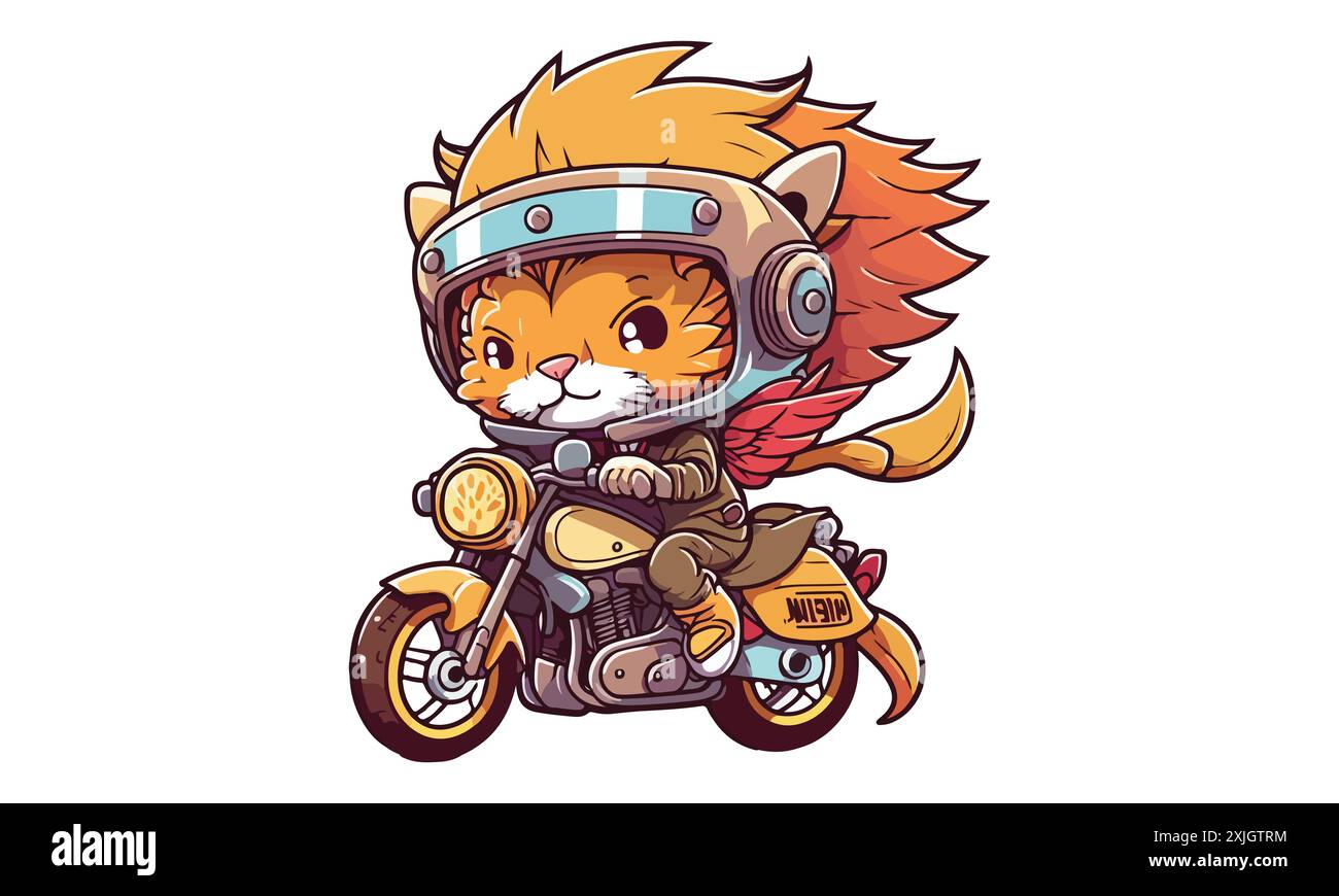 Lion Riding a Motorcycle Vector Illustration Stock Vector Image & Art ...