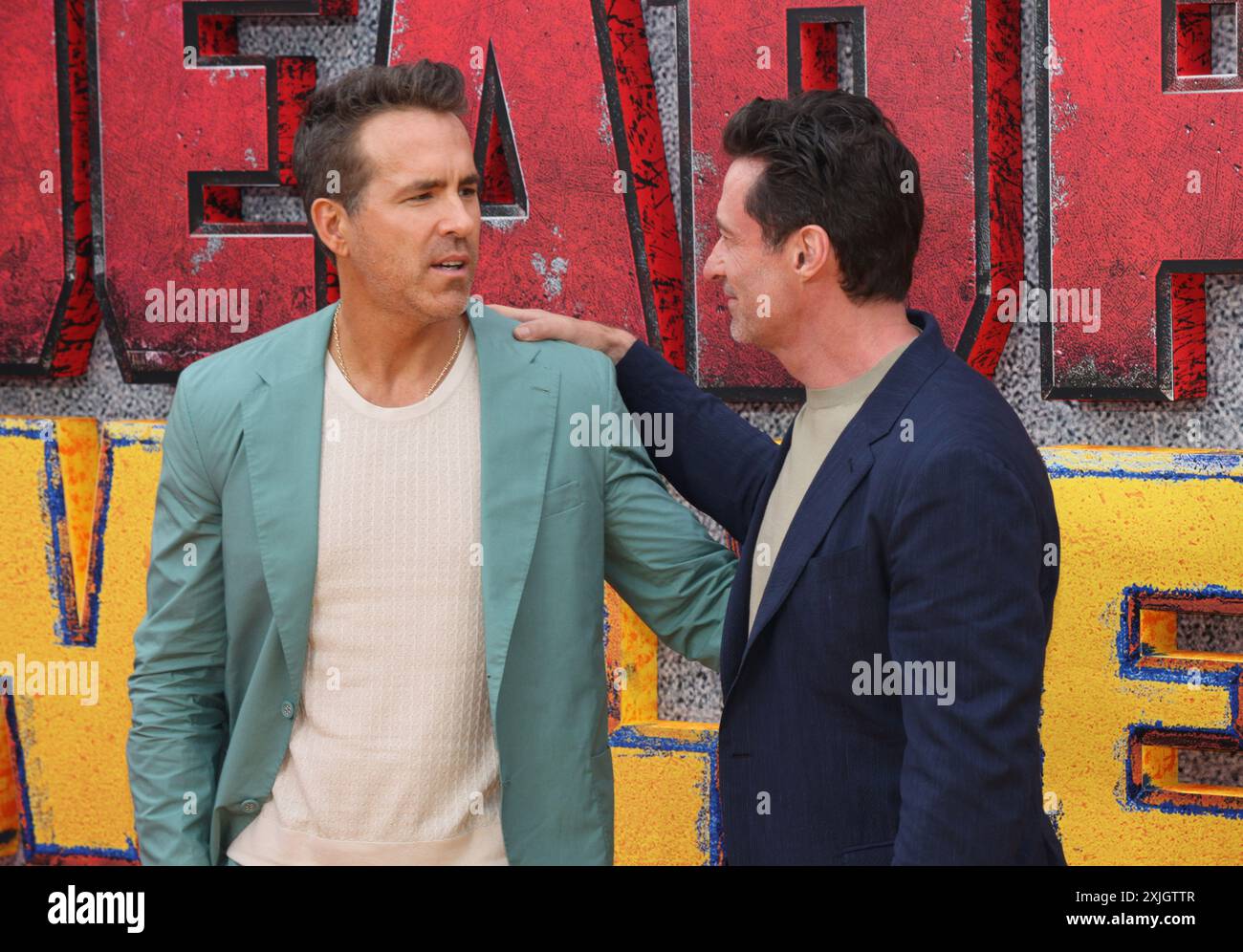 London, UK. Ryan Reynolds and Hugh Jackman at the Deadpool & Wolverine ...