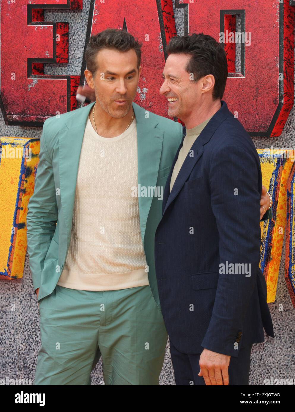London, UK. Ryan Reynolds and Hugh Jackman at the Deadpool & Wolverine ...