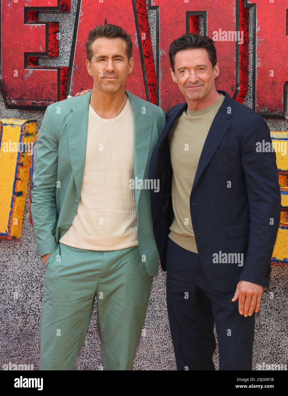 London, UK. Ryan Reynolds and Hugh Jackman at the Deadpool & Wolverine ...