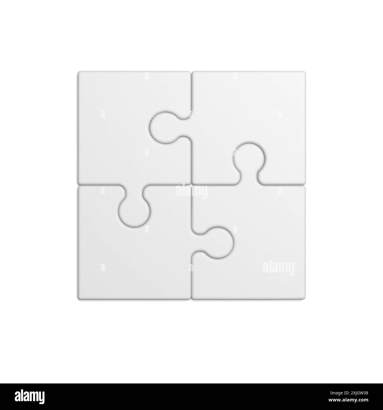 Four puzzle pieces isolated on white background. Blank. Connected. 3d ...