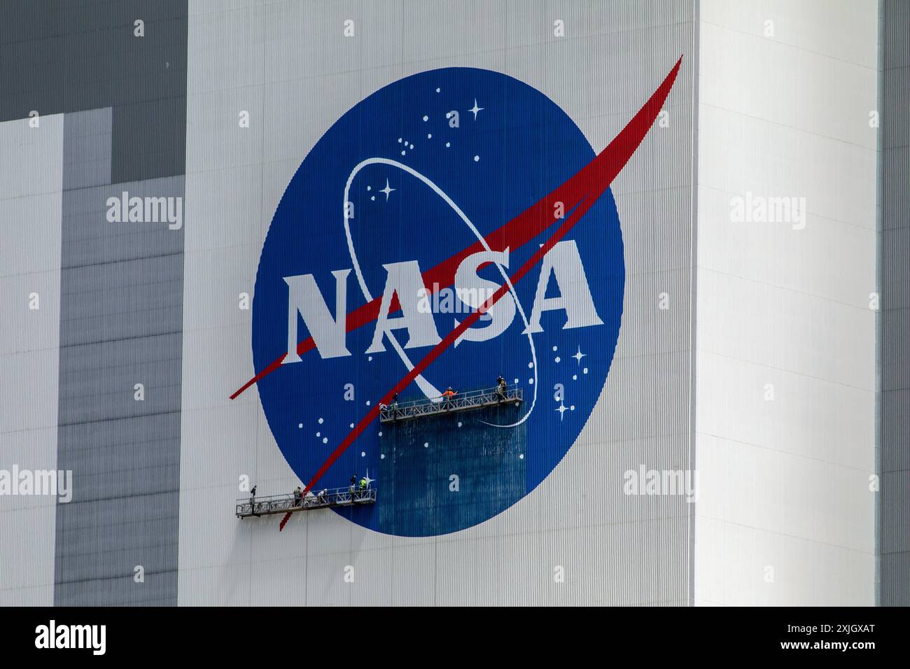 May 29, 2020 - KSC, Florida, USA - Painting of the NASA logo, also ...
