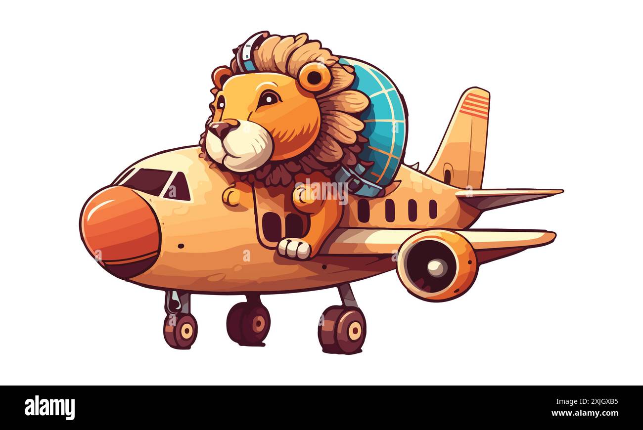 Lion Riding a Plane Vector Illustration Stock Vector Image & Art - Alamy