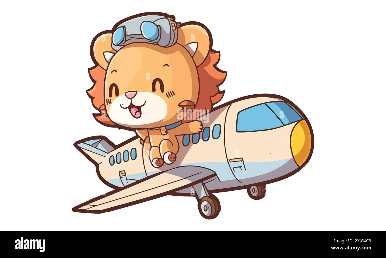 Lion Riding a Plane Vector Illustration Stock Vector Image & Art - Alamy