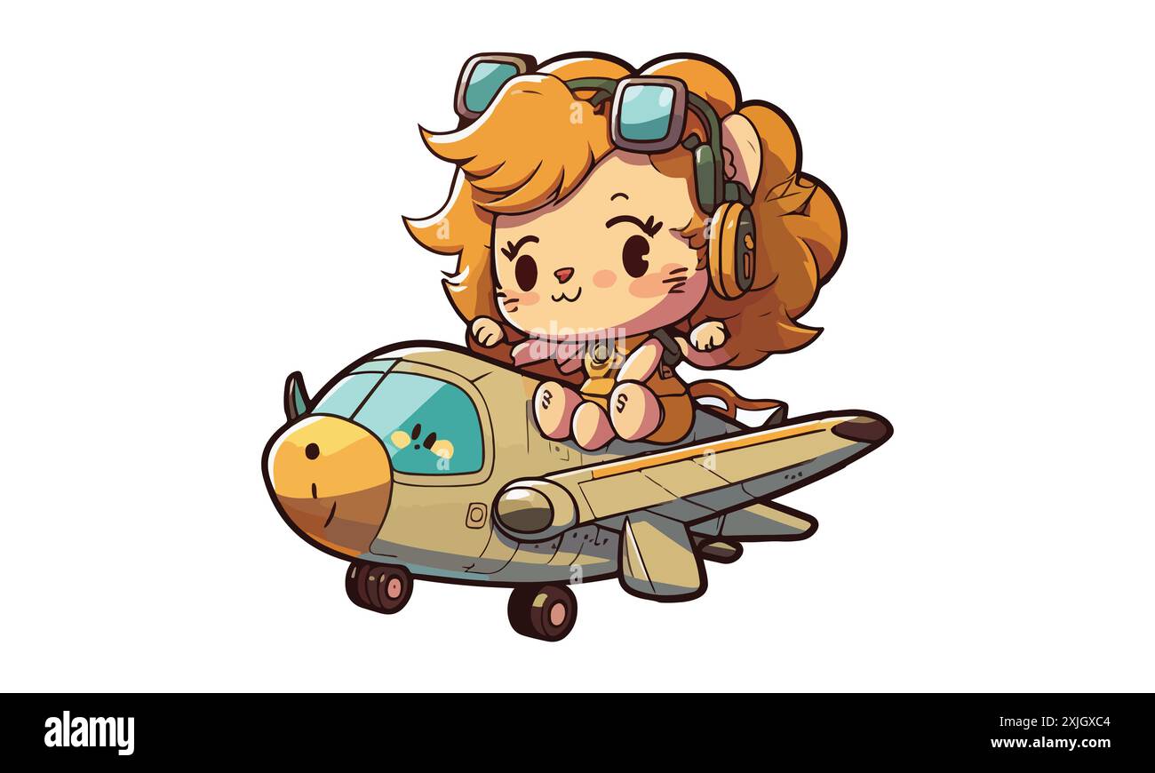 Lion Riding a Plane Vector Illustration Stock Vector Image & Art - Alamy