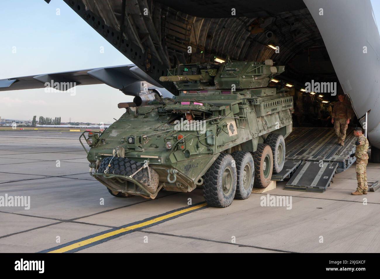 U.S. Soldiers unload a Stryker 30mm Infantry Carrier Vehicle - Dragoon ...