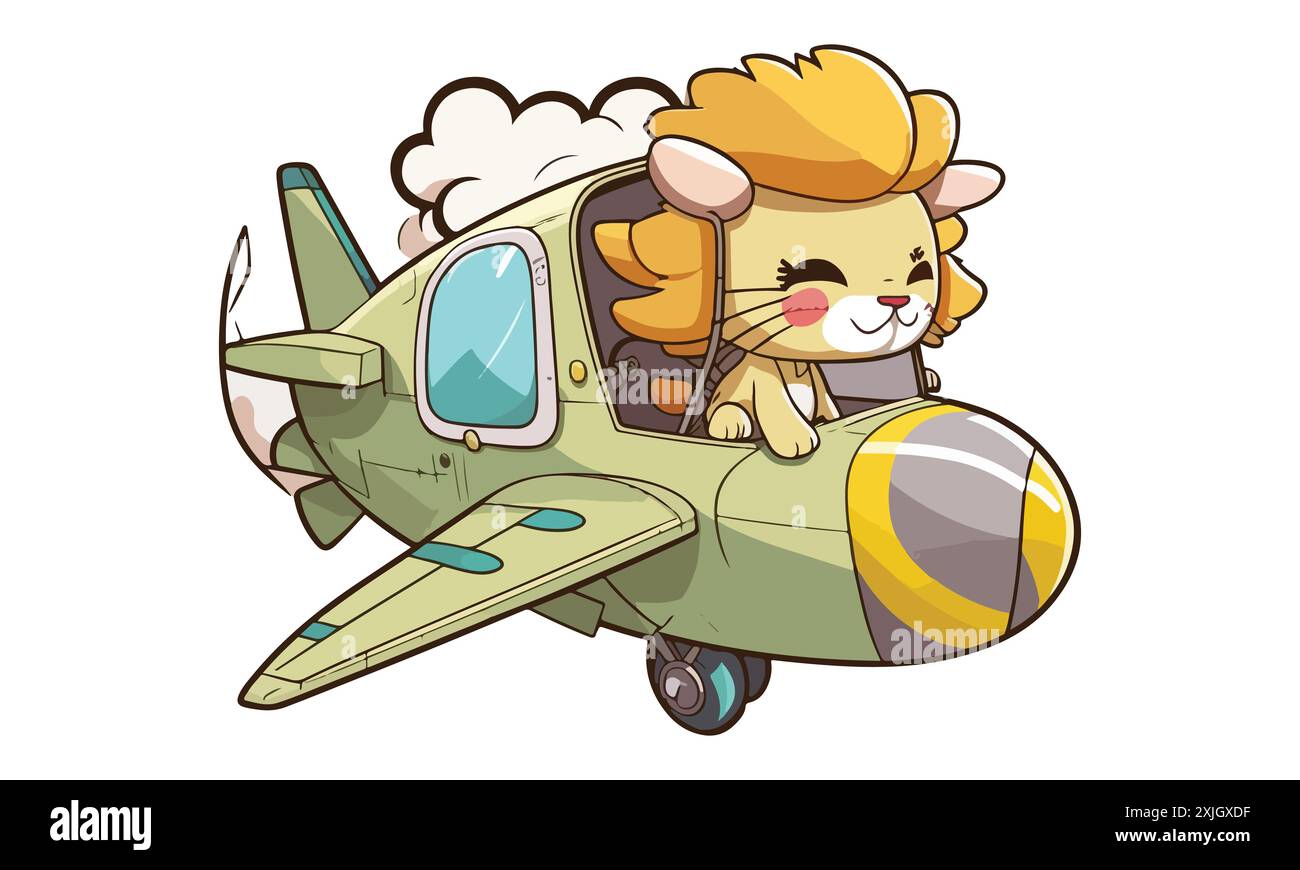 Lion Riding a Plane Vector Illustration Stock Vector Image & Art - Alamy