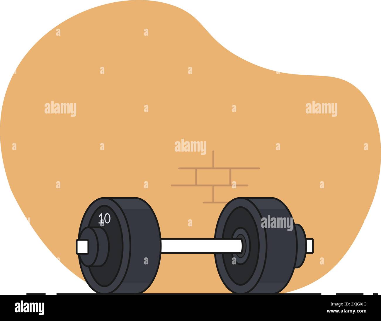 Gym Vector illustration of a dumbbell and a brick wall. Flat design ...