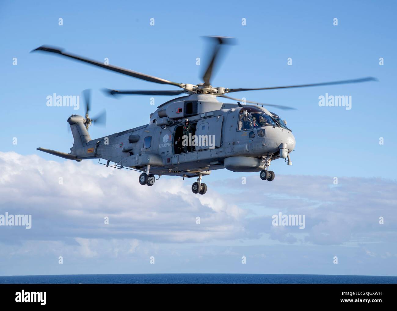 An Italian Leonardo AW101 (EH101) Merlin helicopter approaches the ...