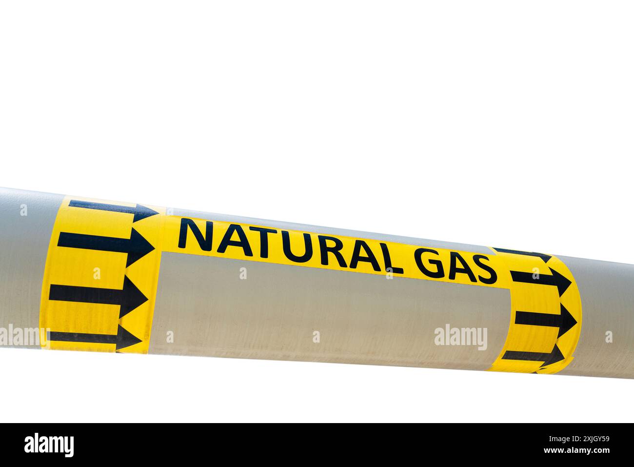 Natural gas pipeline isolated on white background. Pipe with gas flow ...