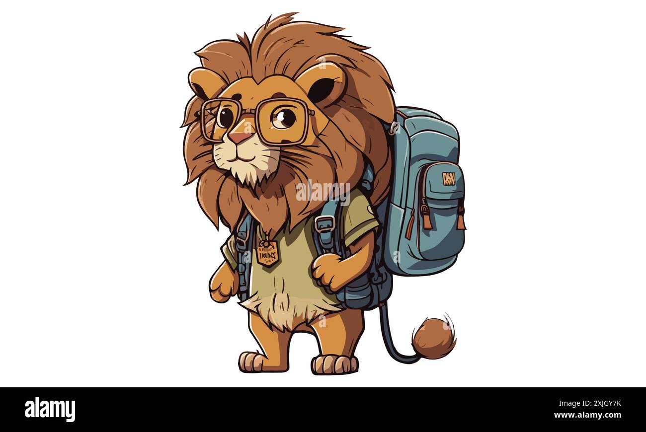 Lion Wears a school bag vector illustration Stock Vector Image & Art ...