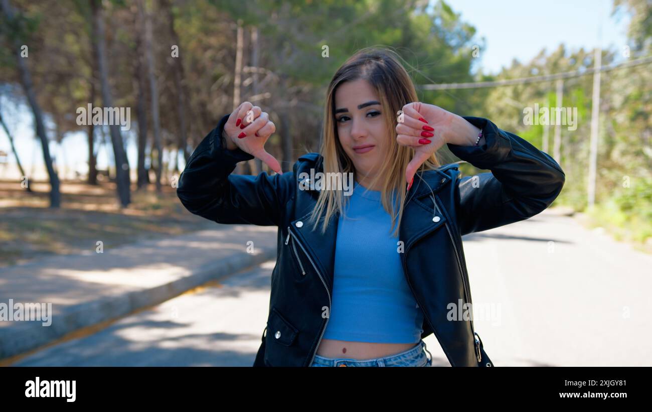 Negative Reaction Of A Woman Stock Photo - Alamy