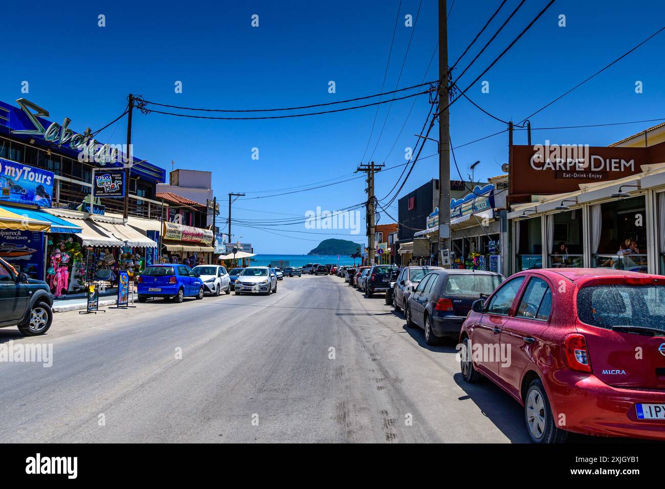 Laganas, Greece - June 8 2024: Urban view of Laganas seaside town in ...