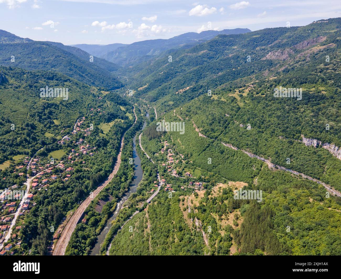 Aerial view of Iskar river Gorge near Lakatnik Rocks, Balkan Mountains ...