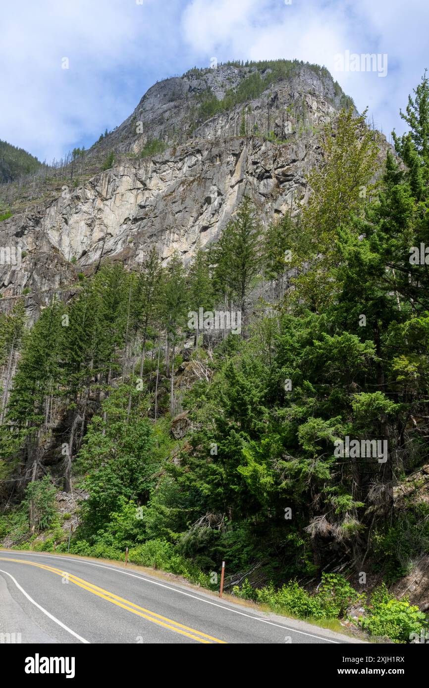 Route 20 between Newhalem and Diablo, Washington, USA. Rural highway ...