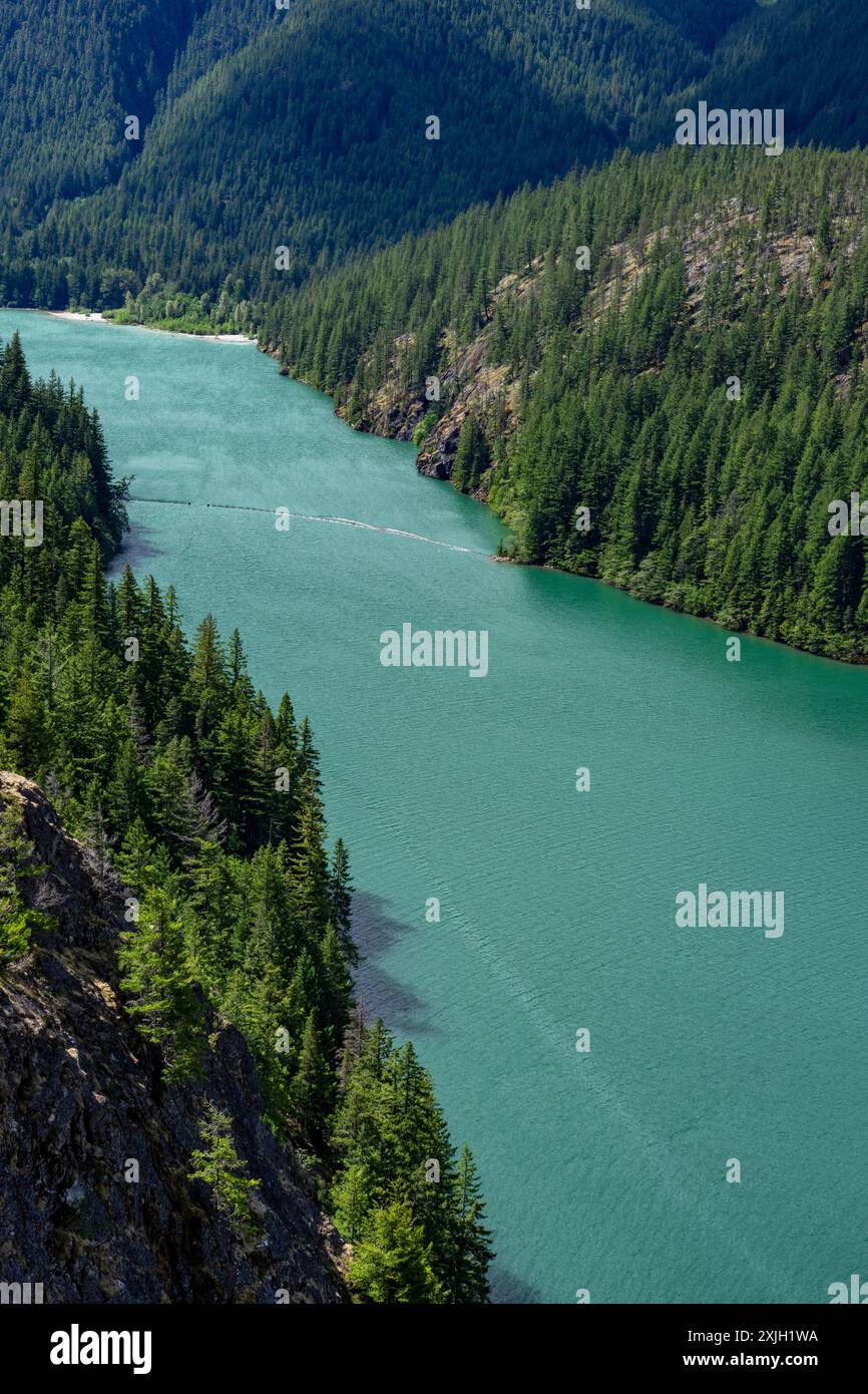 North Cascades National Park, Washington, USA. Diablo Lake as seen from ...
