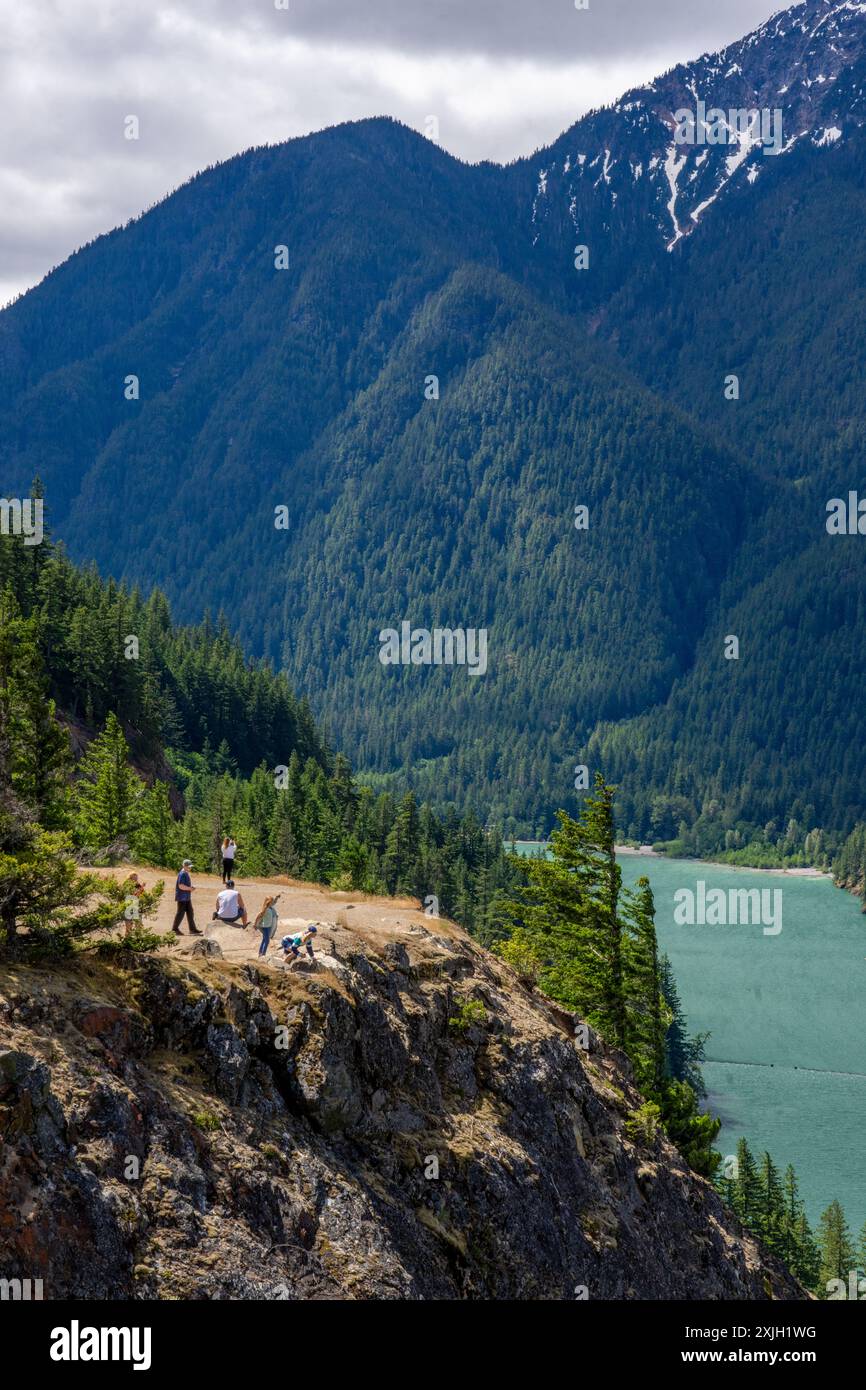 North Cascades National Park, Washington, USA. Diablo Lake as seen from ...