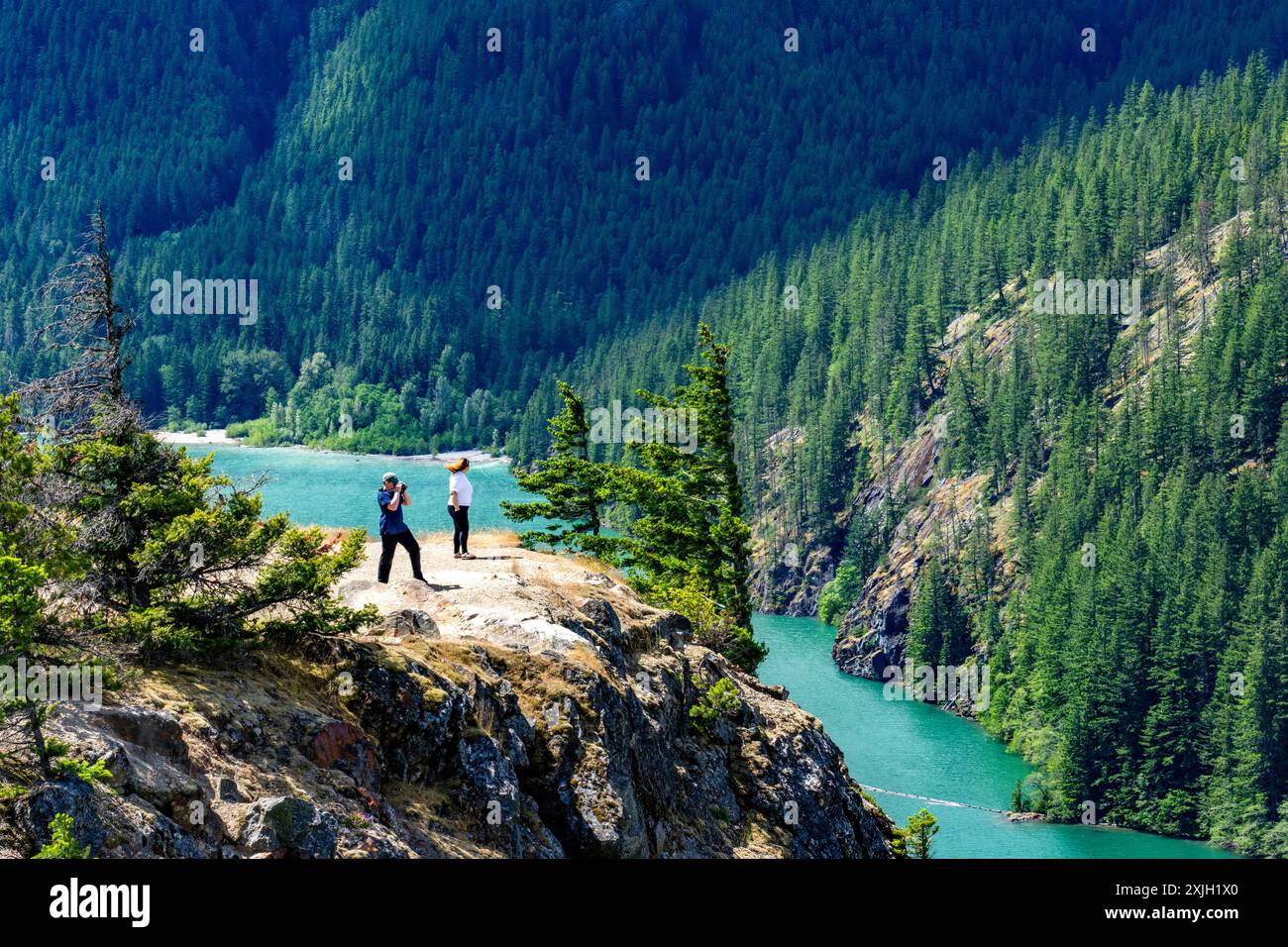 North Cascades National Park, Washington, USA. Diablo Lake as seen from ...
