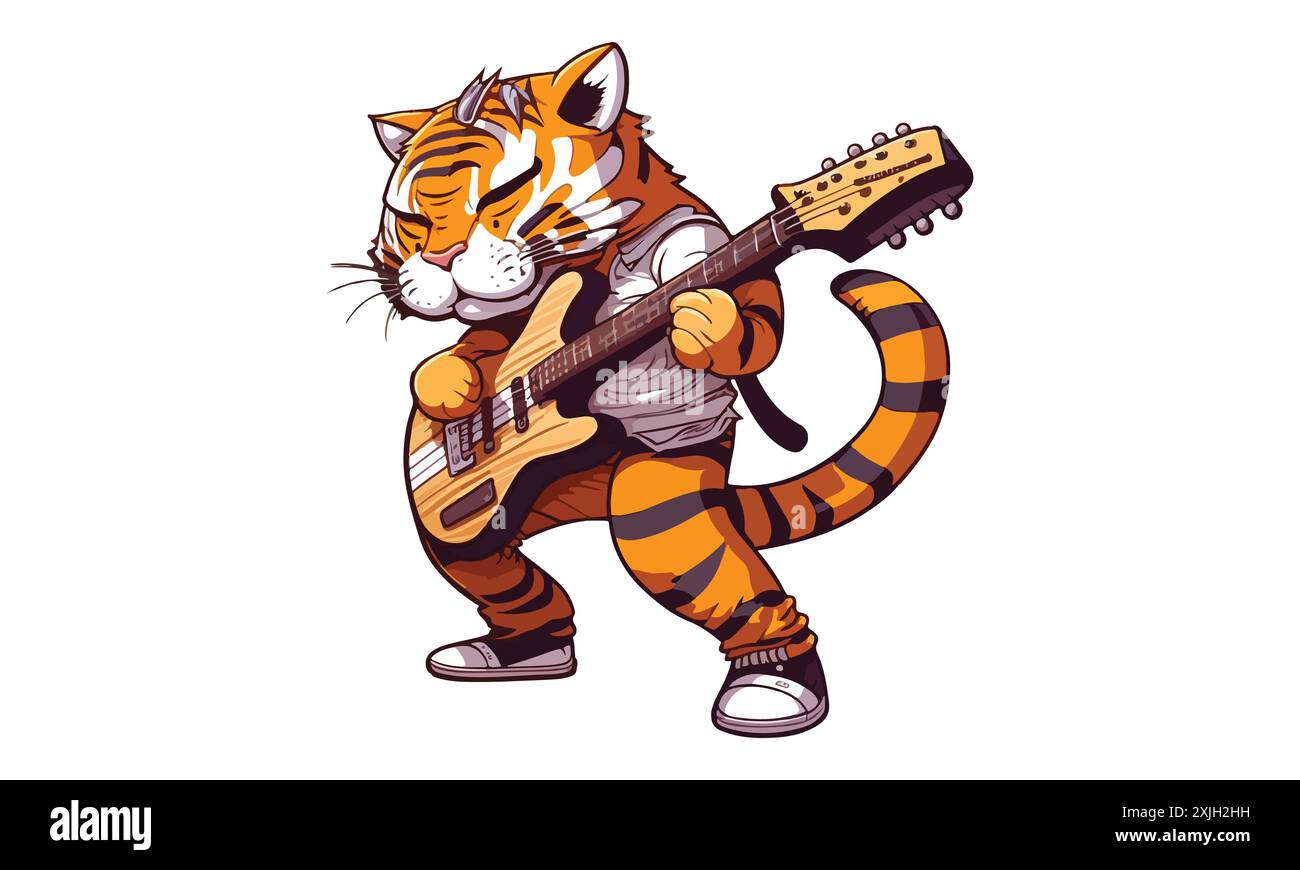 Tiger Playing Guitar Vector Illustration Stock Vector Image & Art - Alamy