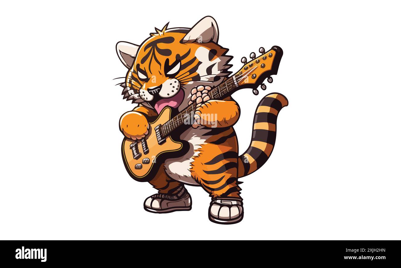 Tiger Playing Guitar Vector Illustration Stock Vector Image & Art - Alamy