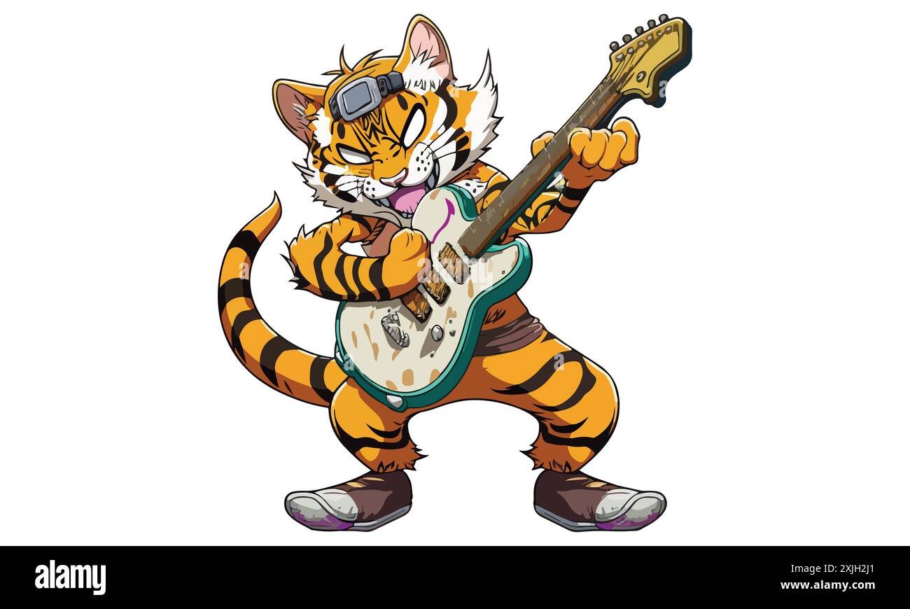 Tiger Playing Guitar Vector Illustration Stock Vector Image & Art - Alamy