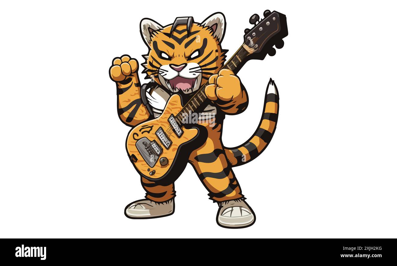 Tiger Playing Guitar Vector Illustration Stock Vector Image & Art - Alamy