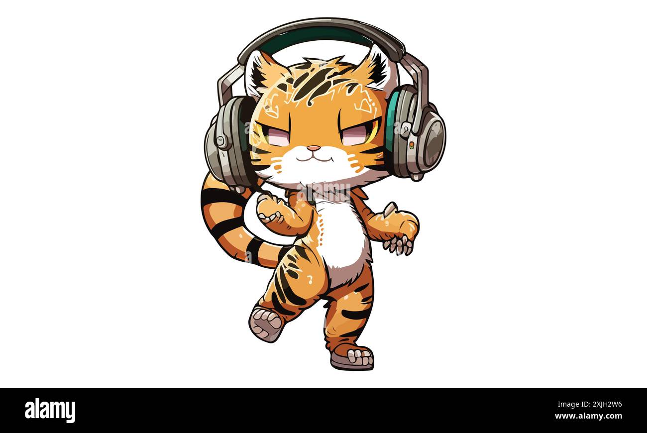 Tiger Wearing Headphones Vector Stock Vector Image & Art - Alamy