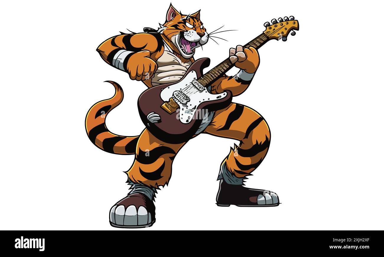 Tiger Playing Guitar Vector Illustration Stock Vector Image & Art - Alamy