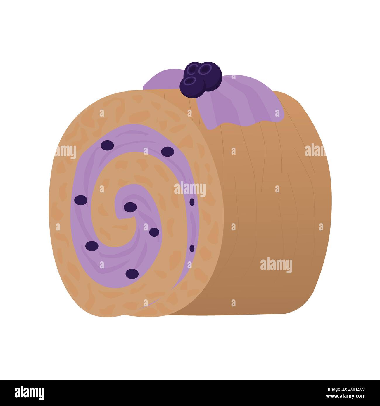 Sponge roll with blueberry jam. Vector illustration on white background ...
