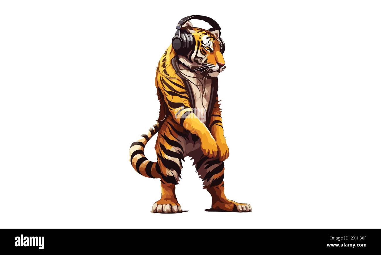 Tiger Wearing Headphones Vector Stock Vector Image & Art - Alamy