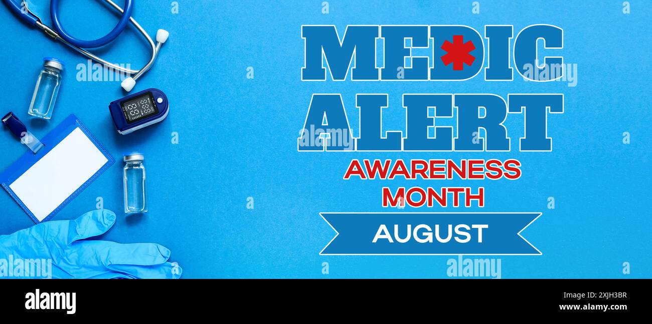 Banner for MedicAlert Awareness Month with doctor's supplies Stock ...