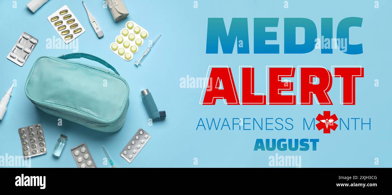 Banner for MedicAlert Awareness Month with first aid kit and ...